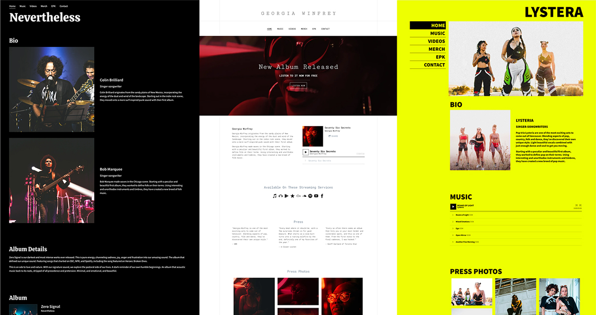 New: EPK page templates | Bandzoogle Blog