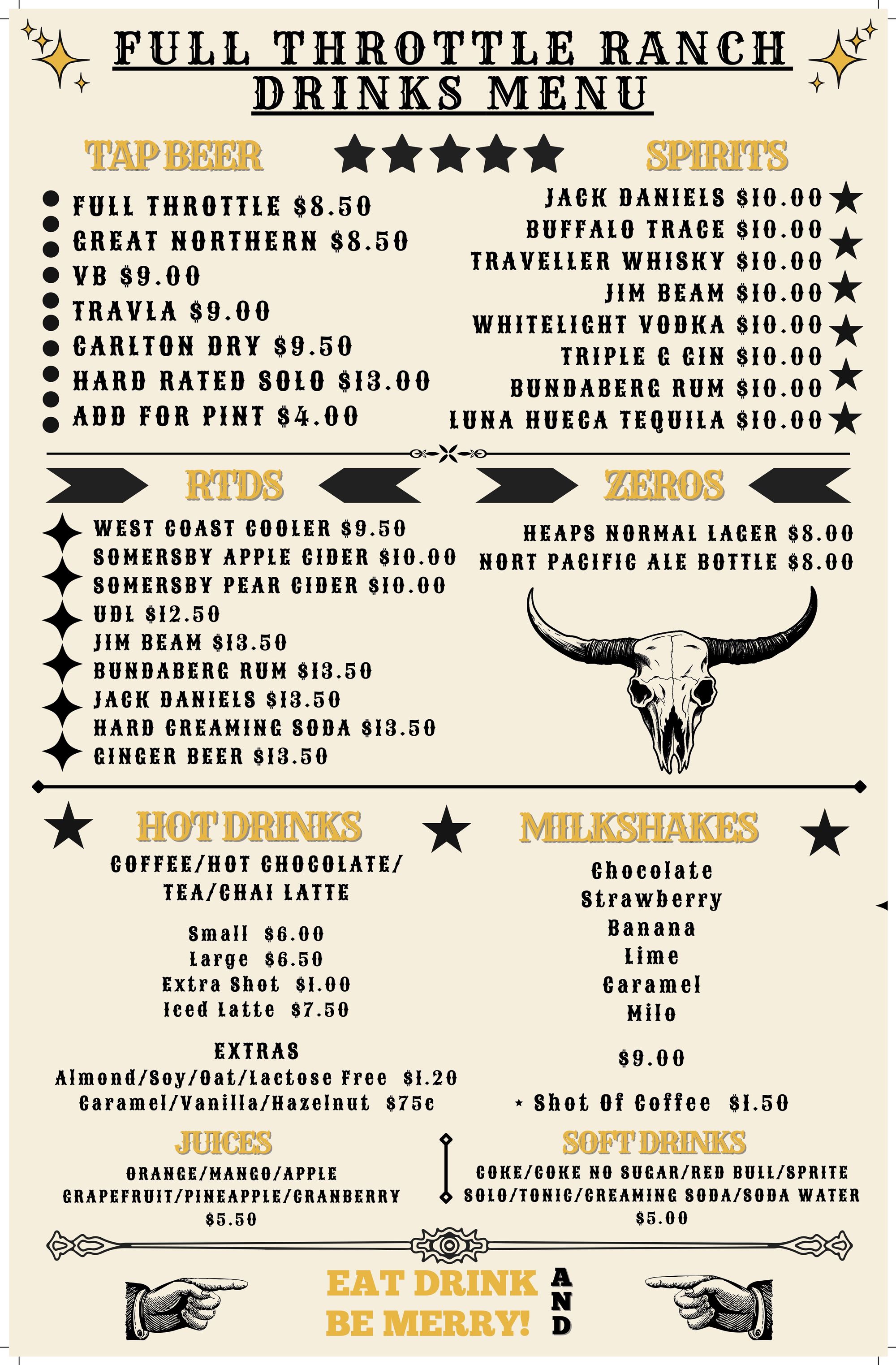 Full Throttle Ranch - Drinks