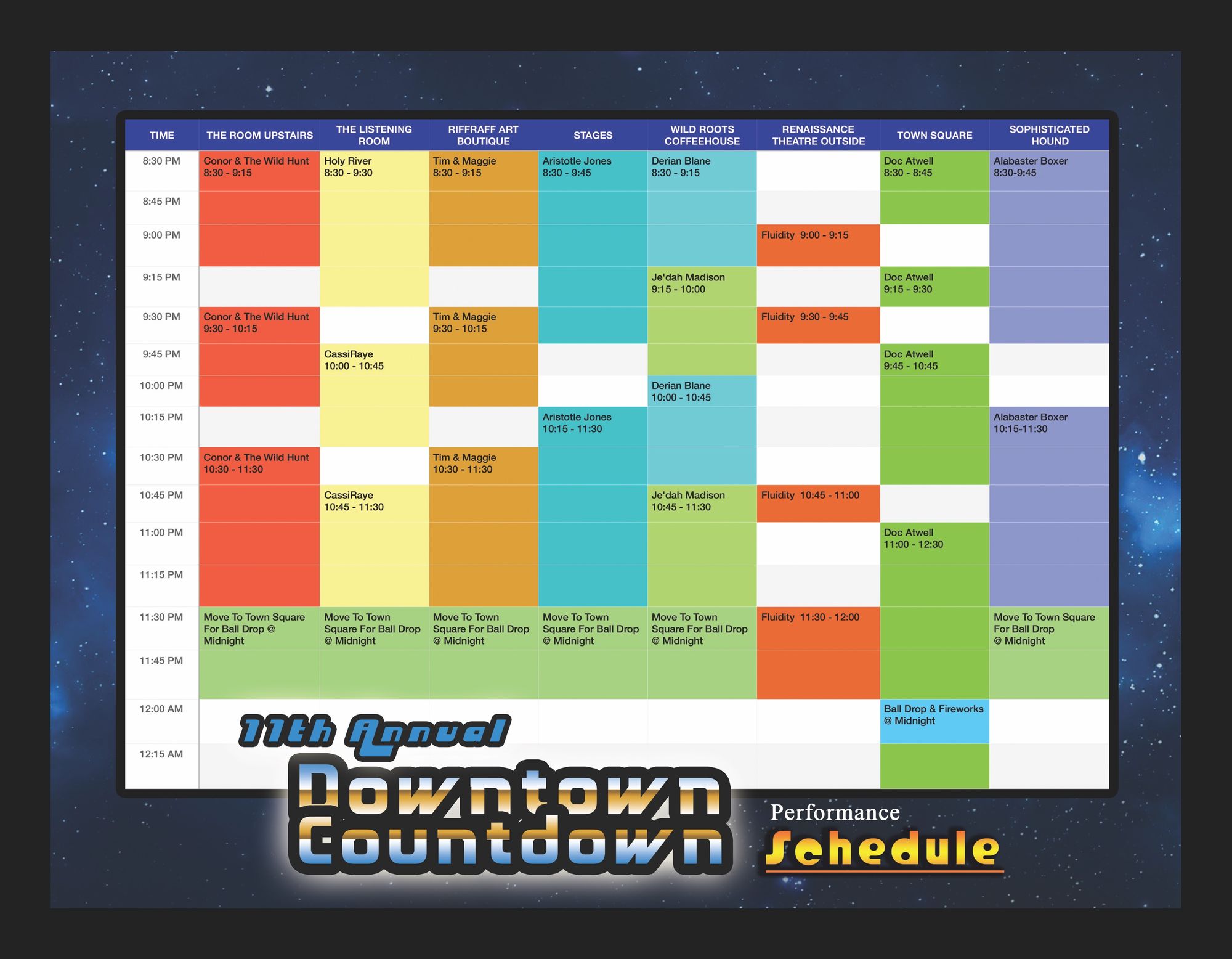 Downtown Countdown - SCHEDULE
