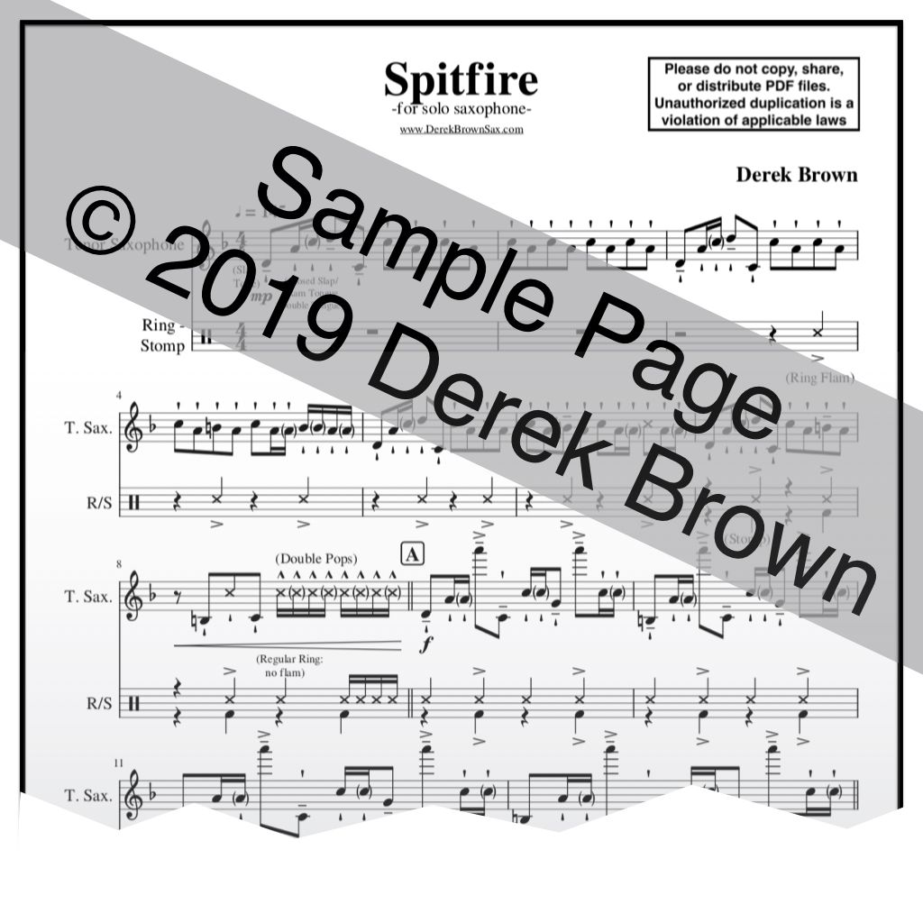 "Spitfire" Sheet Music PDF - Derek Brown