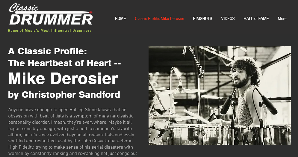Mike Derosier featured in Classic Drummer Magazine