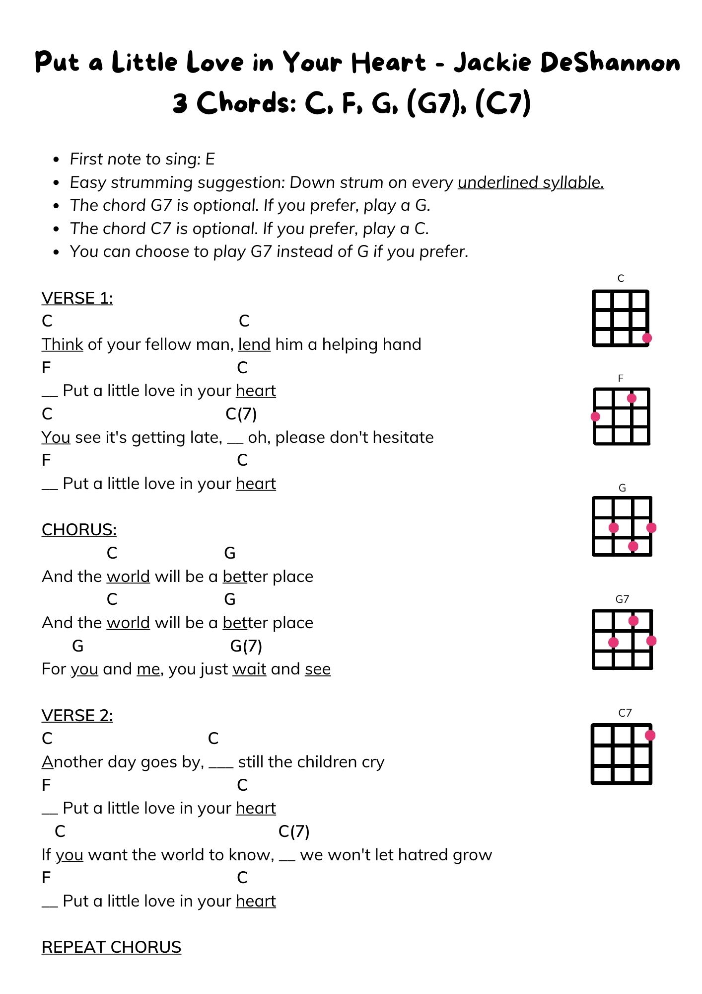 How to play "Put a Little Love in Your Heart" by Jackie DeShannon on ...