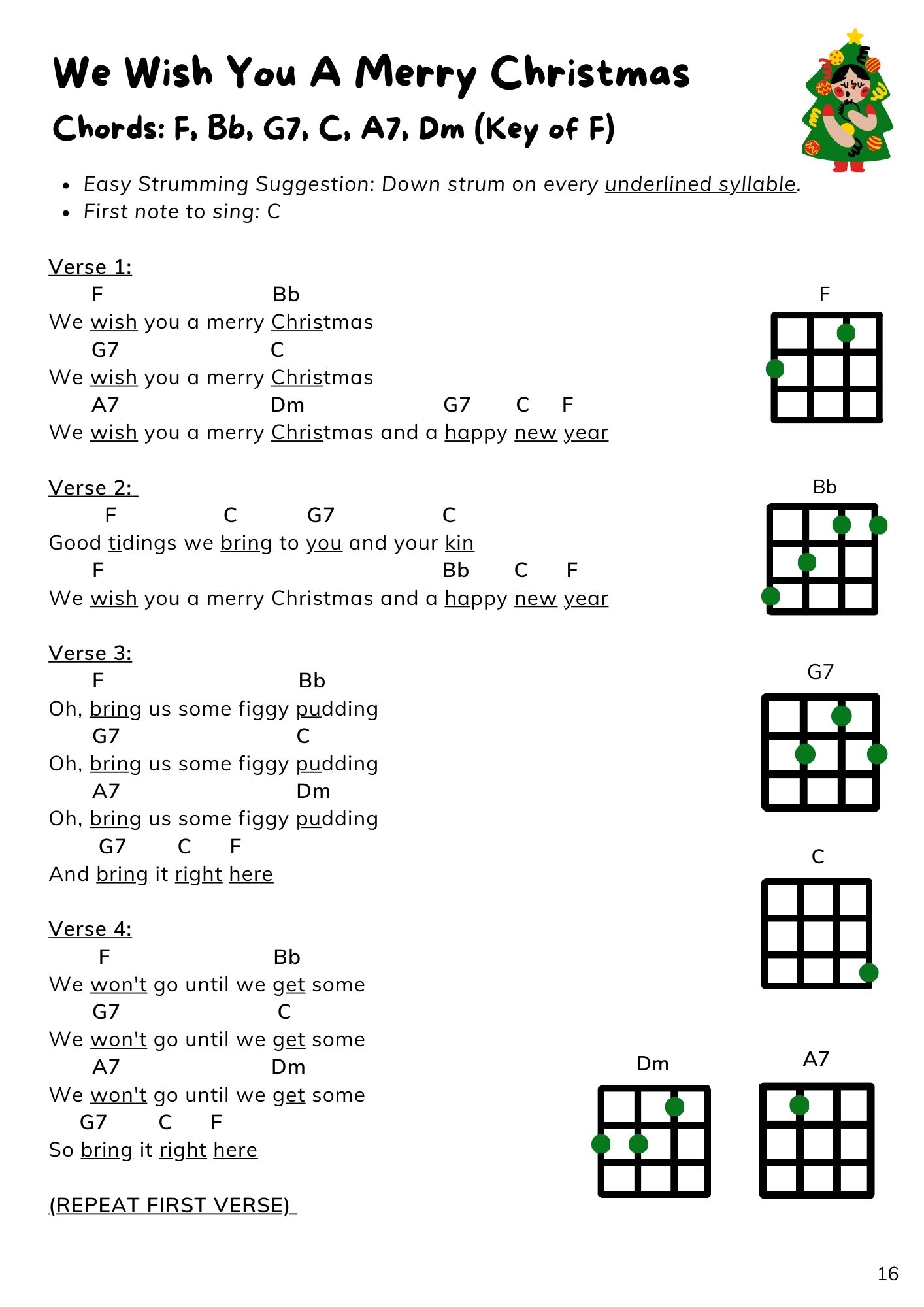 How to play "We Wish You A Merry Christmas” on Ukulele || FREE PDF ...