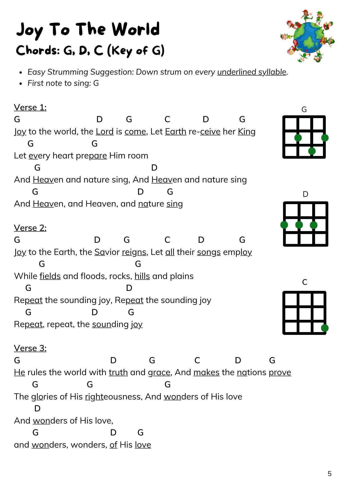 How to play "Joy To The World” on Ukulele || FREE PDF chord sheet and ...