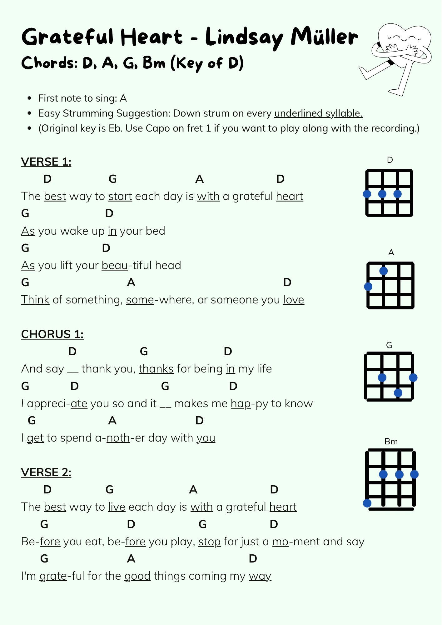 How to play "Grateful Heart” by Lindsay Müller on Ukulele || FREE PDF ...