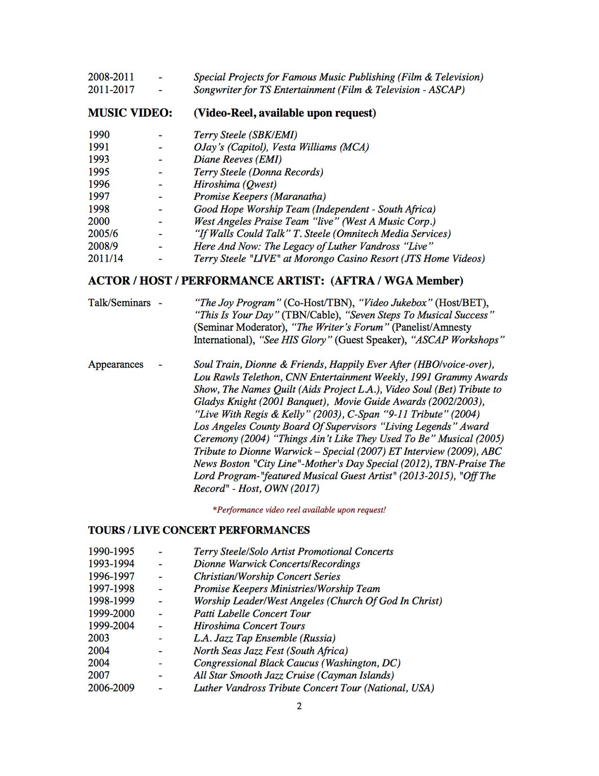 Terry Steele Music - Discography