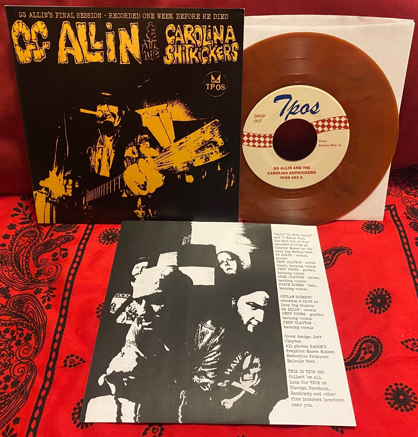 GG Allin - Layin Up With Linda 7" Colored: Vinyl - GG Allin & The Jabbers