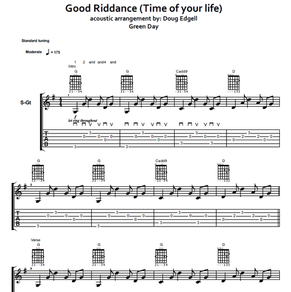 Green Day Good Riddance Guitar Chords