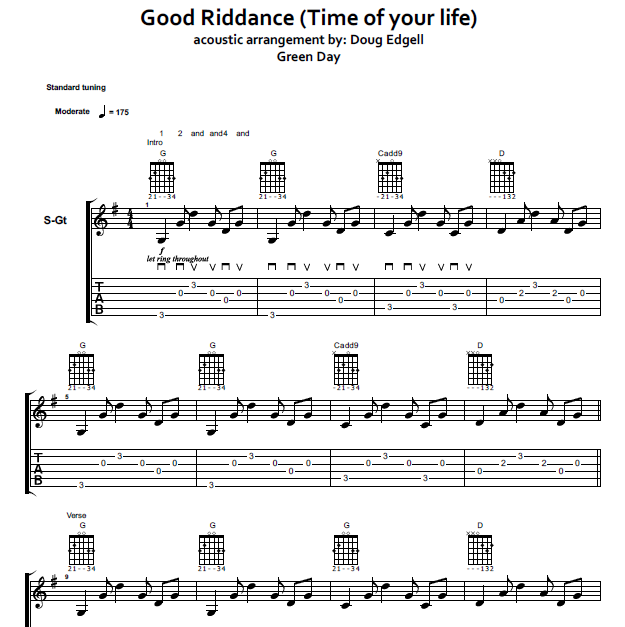 Green Day Good Riddance Guitar Chords
