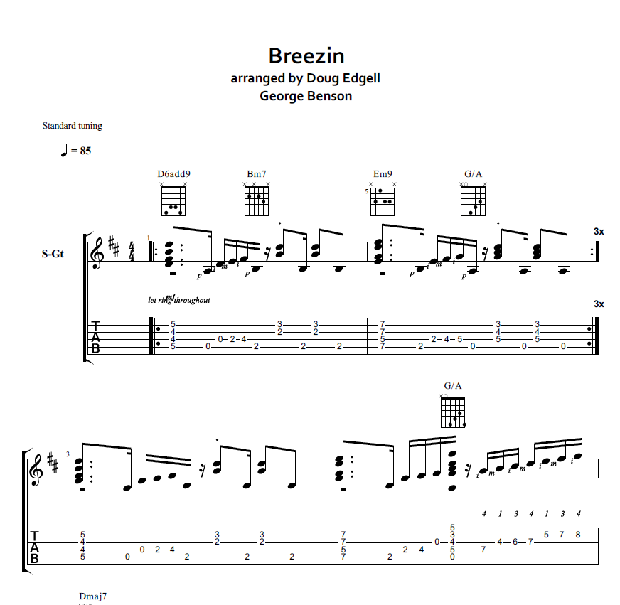 Breezin' (fingerstyle guitar) - fingersonthefrets.com