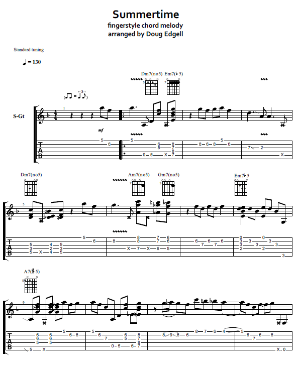 Summertime for solo guitar - fingersonthefrets.com