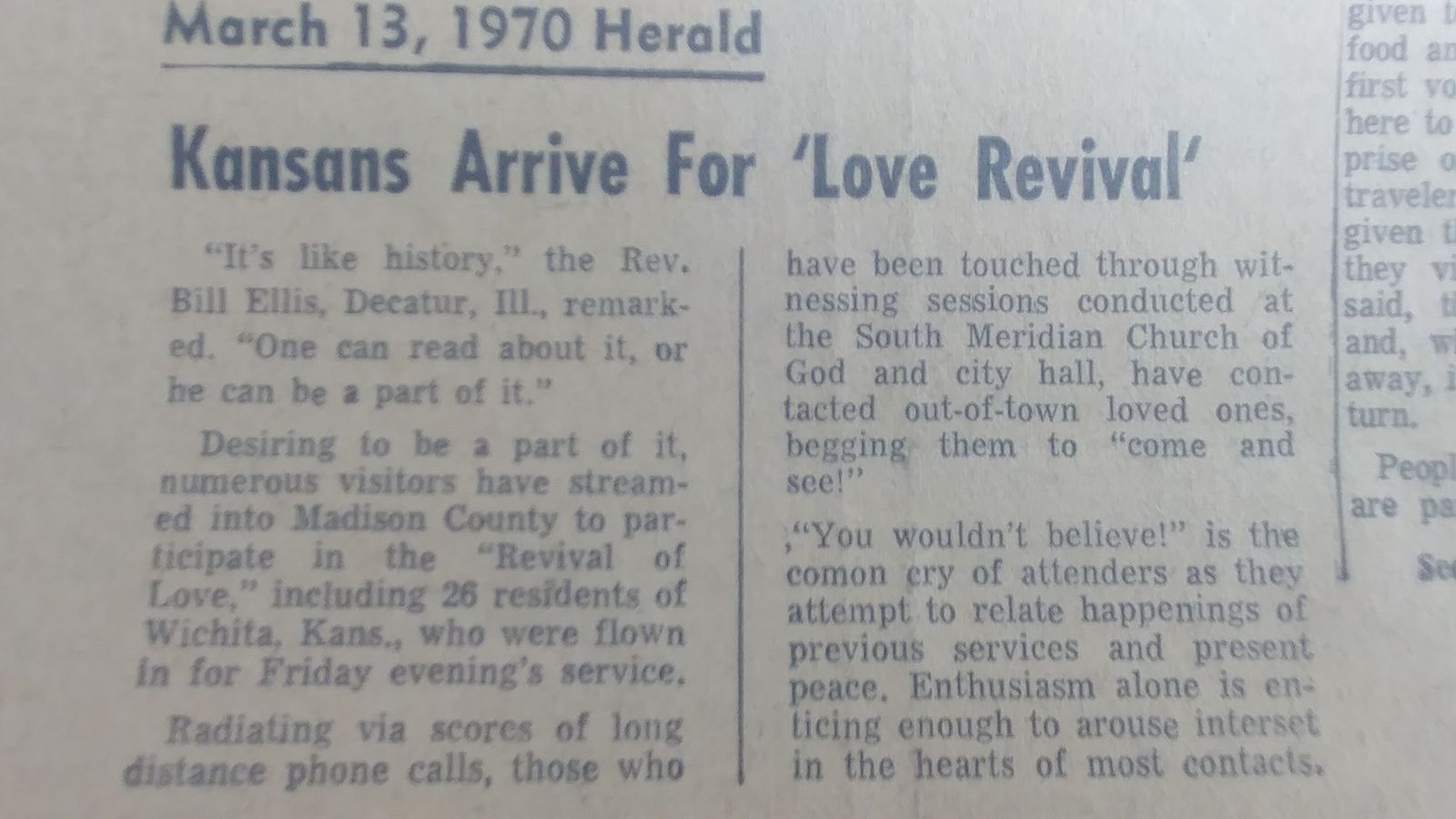 Lawrence Chewning - 1970 Asbury/Anderson, Indiana Revival Testimonies