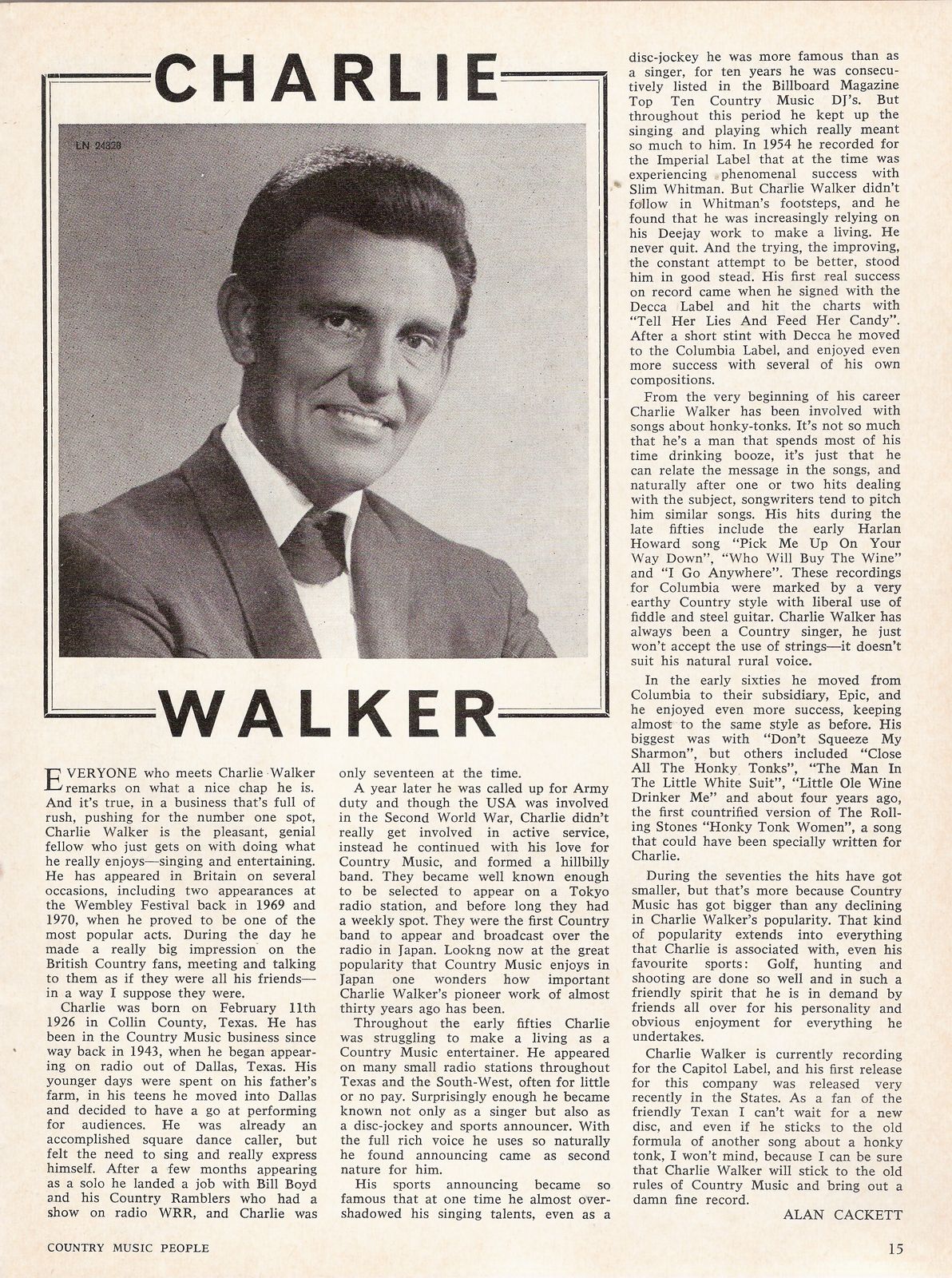 Alan Cackett - Charlie Walker
