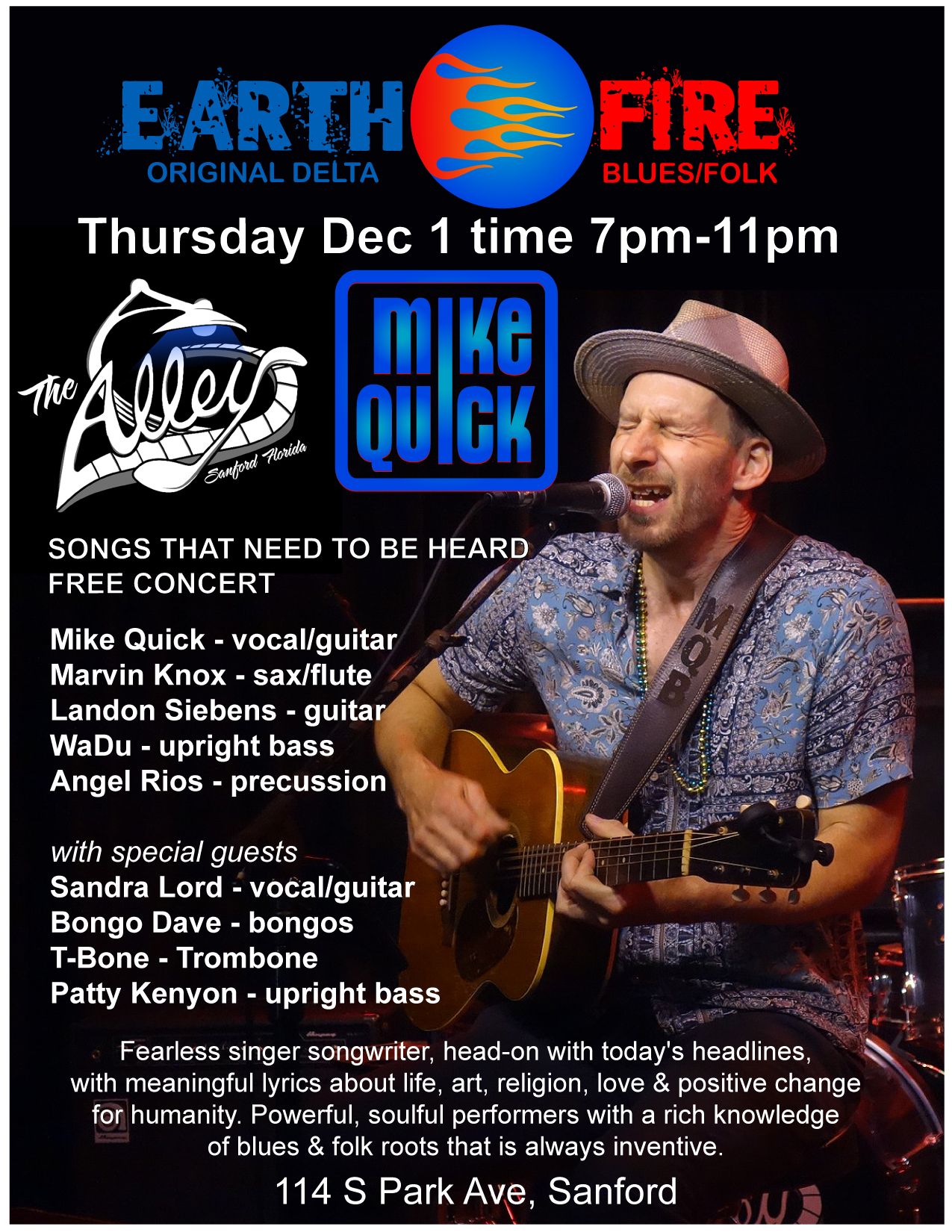 Mike Quick: Songs That Need To Be Heard Concert @ The Alley - Dec 1 ...