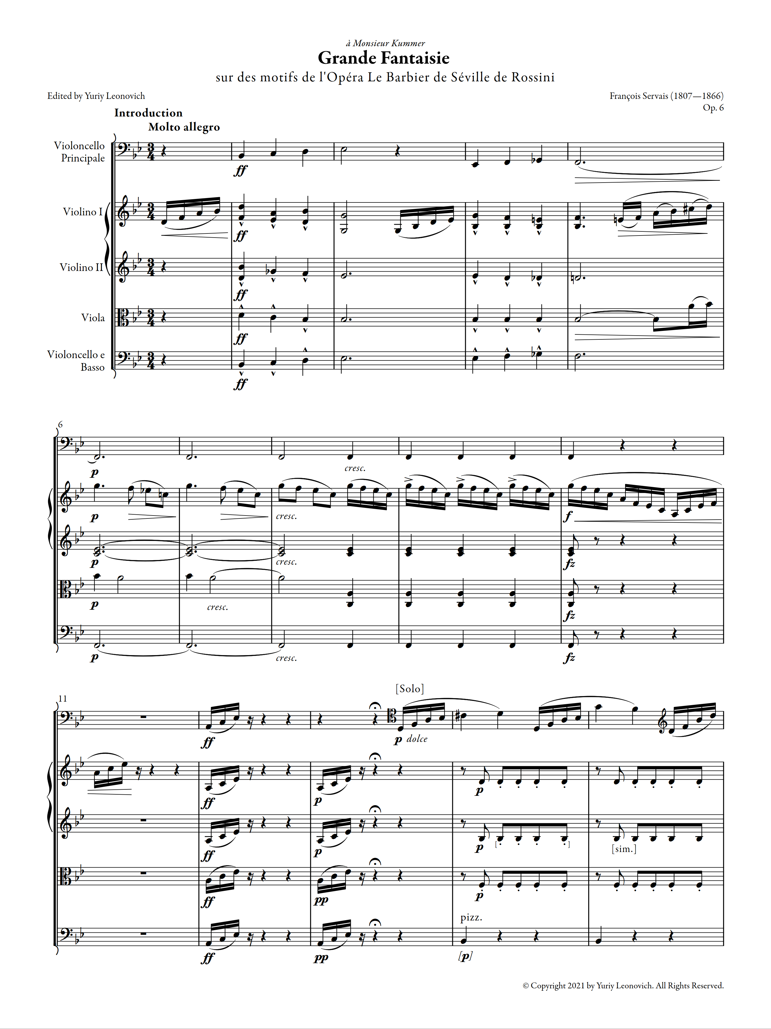 Servais - Grande Fantaisie sur des motifs de l'Opéra le Barbier de ...