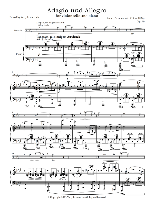 Schumann - Adagio and Allegro, Op. 70 (Performance Edition) - Yuriy ...