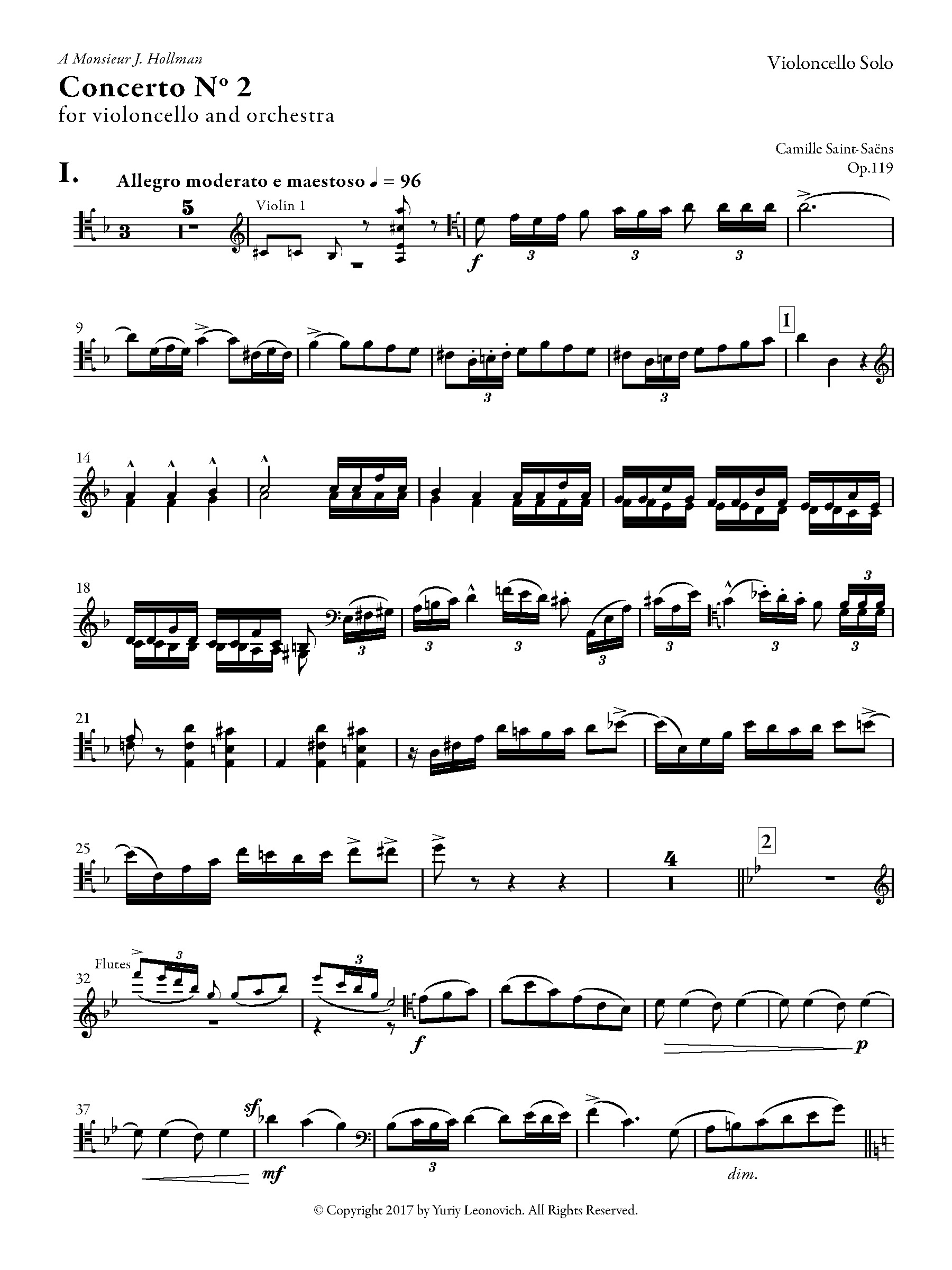 Saint-Saens - Cello Concerto No. 2, Op. 119 (Urtext Edition, modern ...