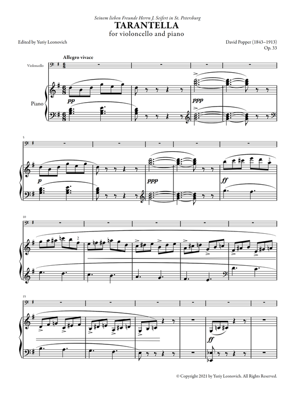 Popper - Tarantella, Op. 33 (Urtext Edition) - Yuriy Leonovich