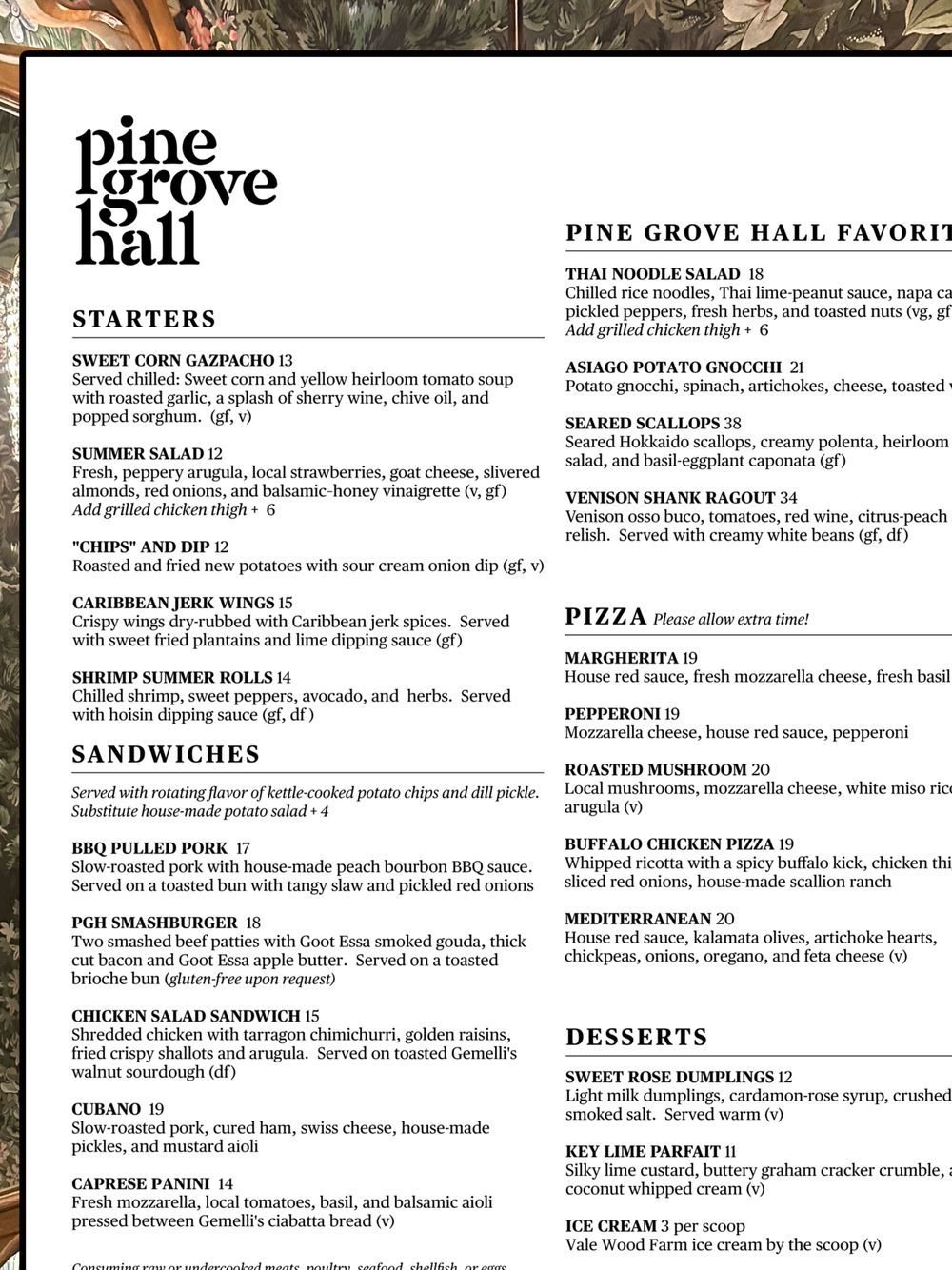 Pine Grove Hall - DINNER