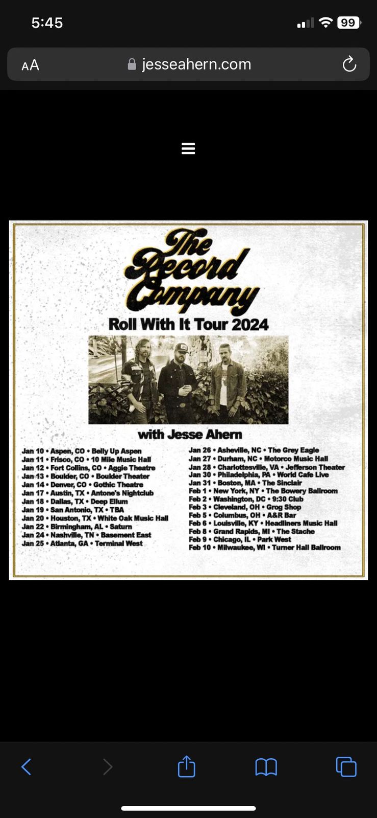 Jesse Ahern - Past Tours