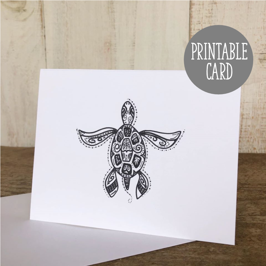 PRINTABLE Sea Turtle Greeting Card - Apple Valley Farm