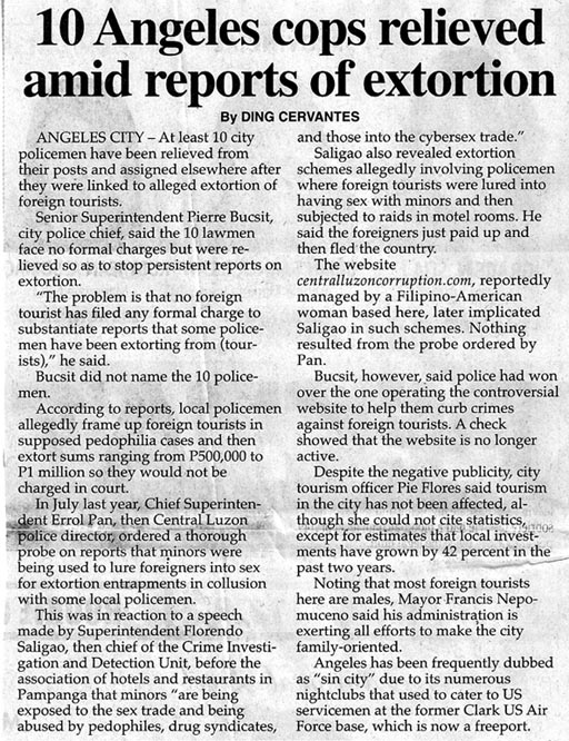 10 Angeles cops relieved amid reports of extortion