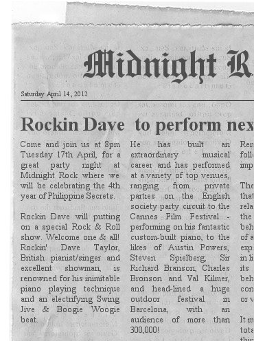 Rockin Dave to put on a special show on Tuesday 17th at 8pm