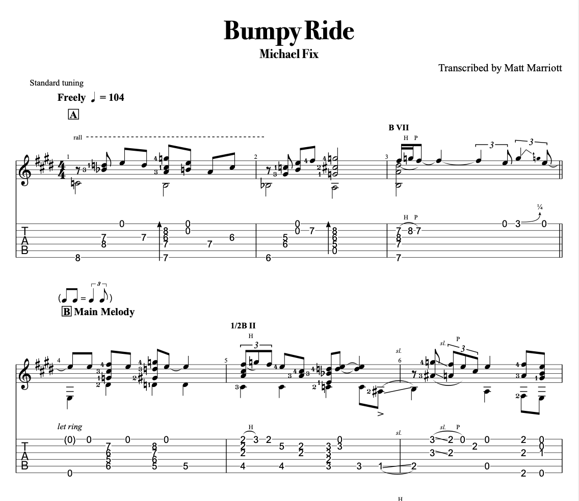 'Bumpy Ride' (M Fix) PDF Download - michaelfix.com