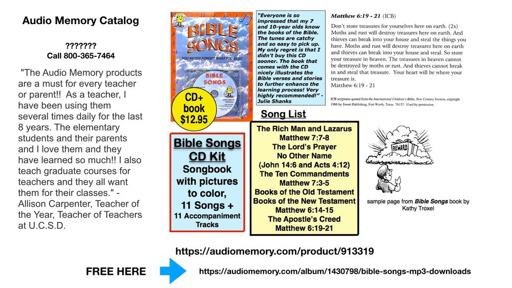Audio Memory-Kathy Troxel (800)365-SING Educational Music/Books ...