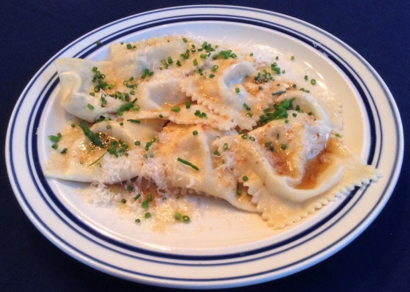 Ham and Ricotta Ravioli with Parmesan and Chives