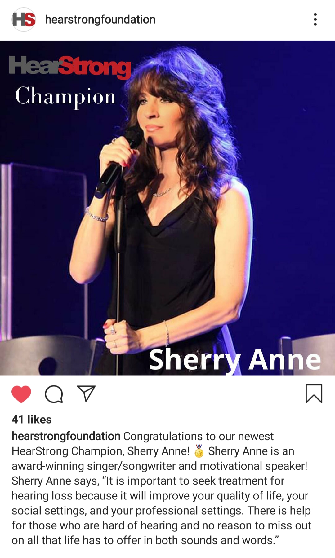Sherry Anne Named HearStrong Champion!
