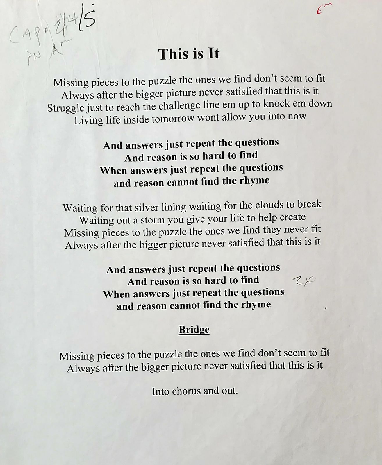 Ryan DeSiato | Lyrics