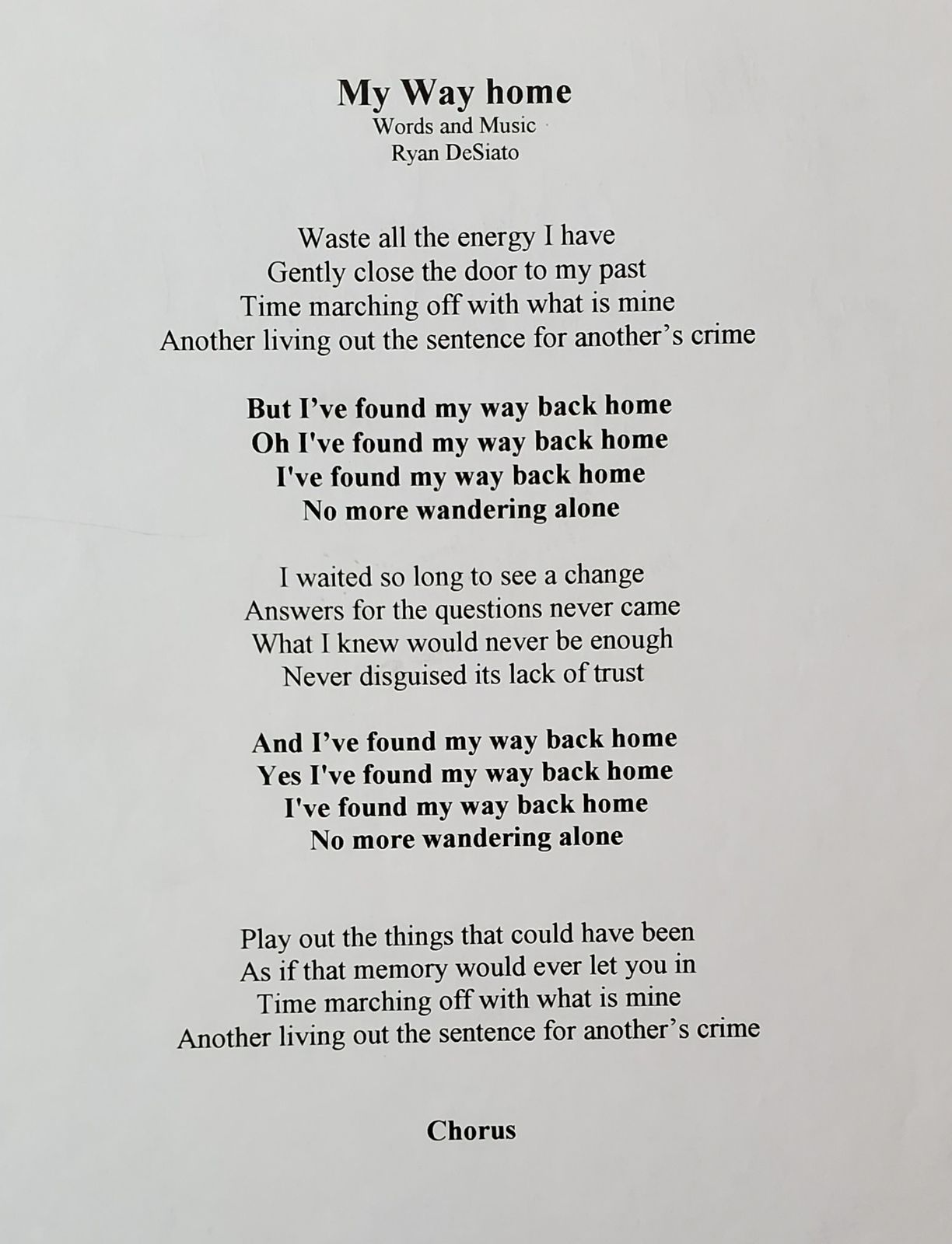 Ryan DeSiato | Lyrics