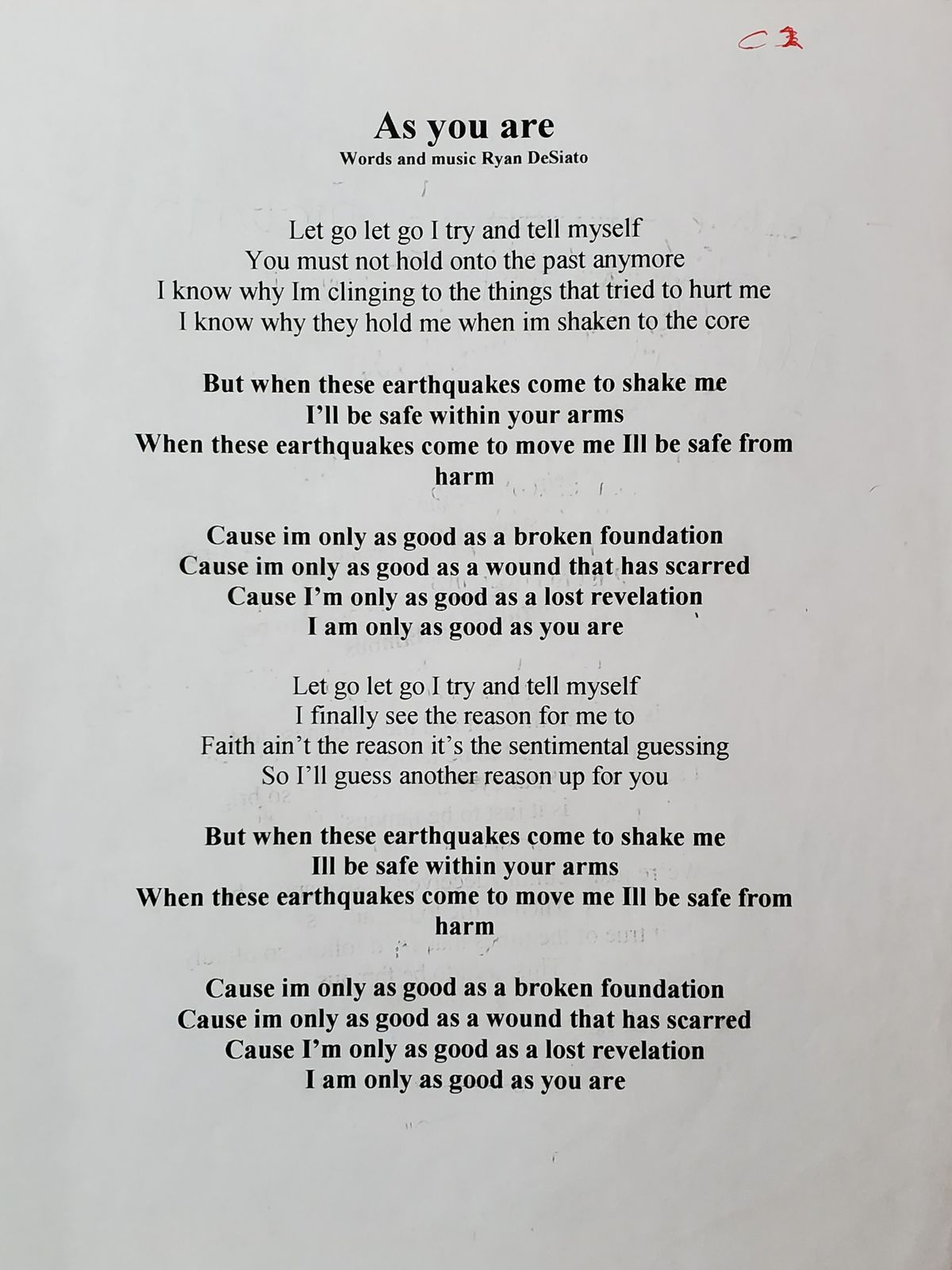 Ryan DeSiato | Lyrics