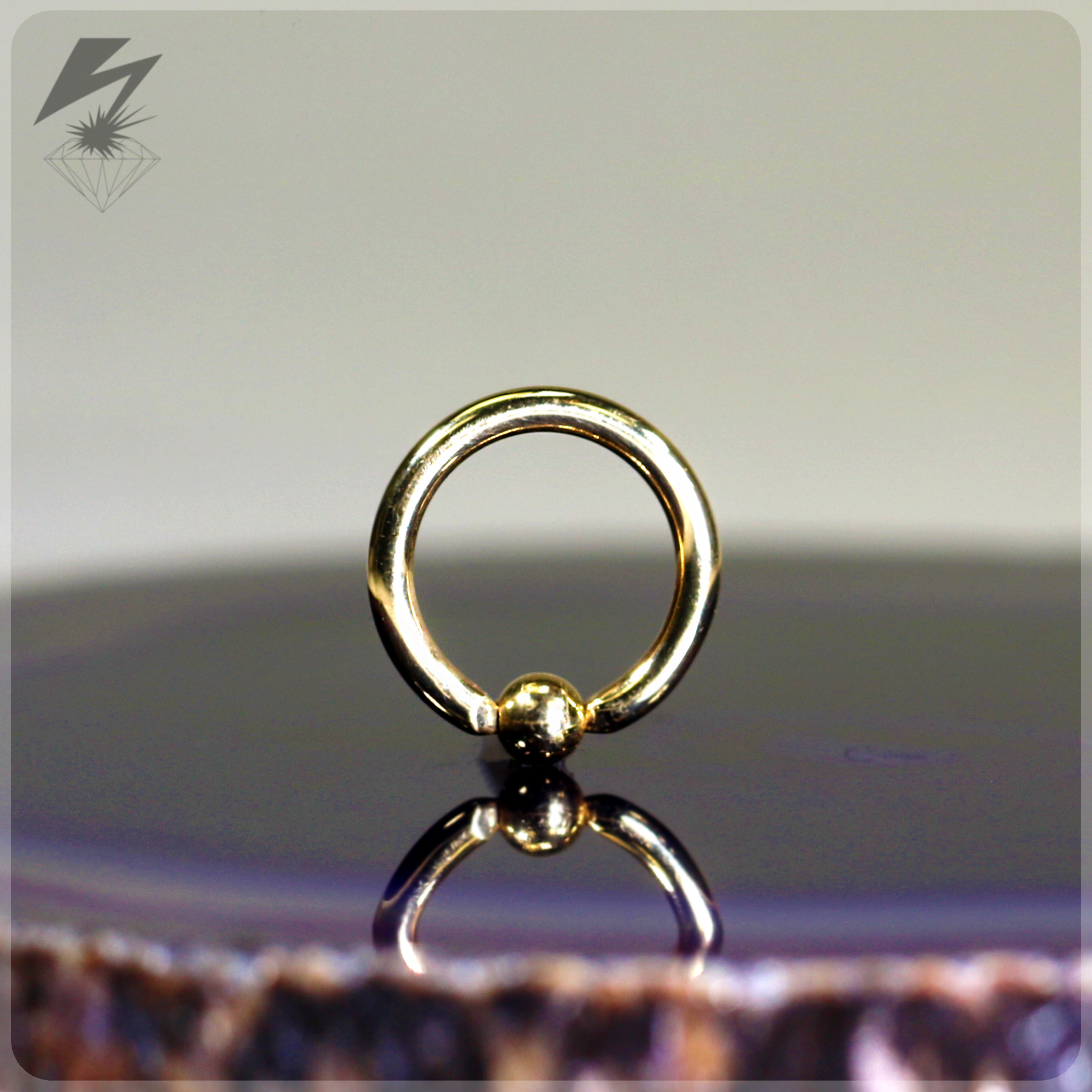 14g. 3 8 14k Yellow Gold Captive Bead Ring PMA Piercing Wasted Youth Tattoo