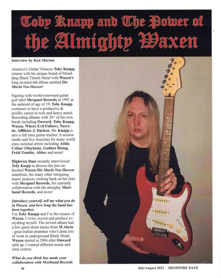 Highwire Daze Magazine August 2023 interview with Toby Knapp