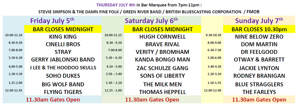 Alfold Rock-Blues - DAILY LINE-UPS