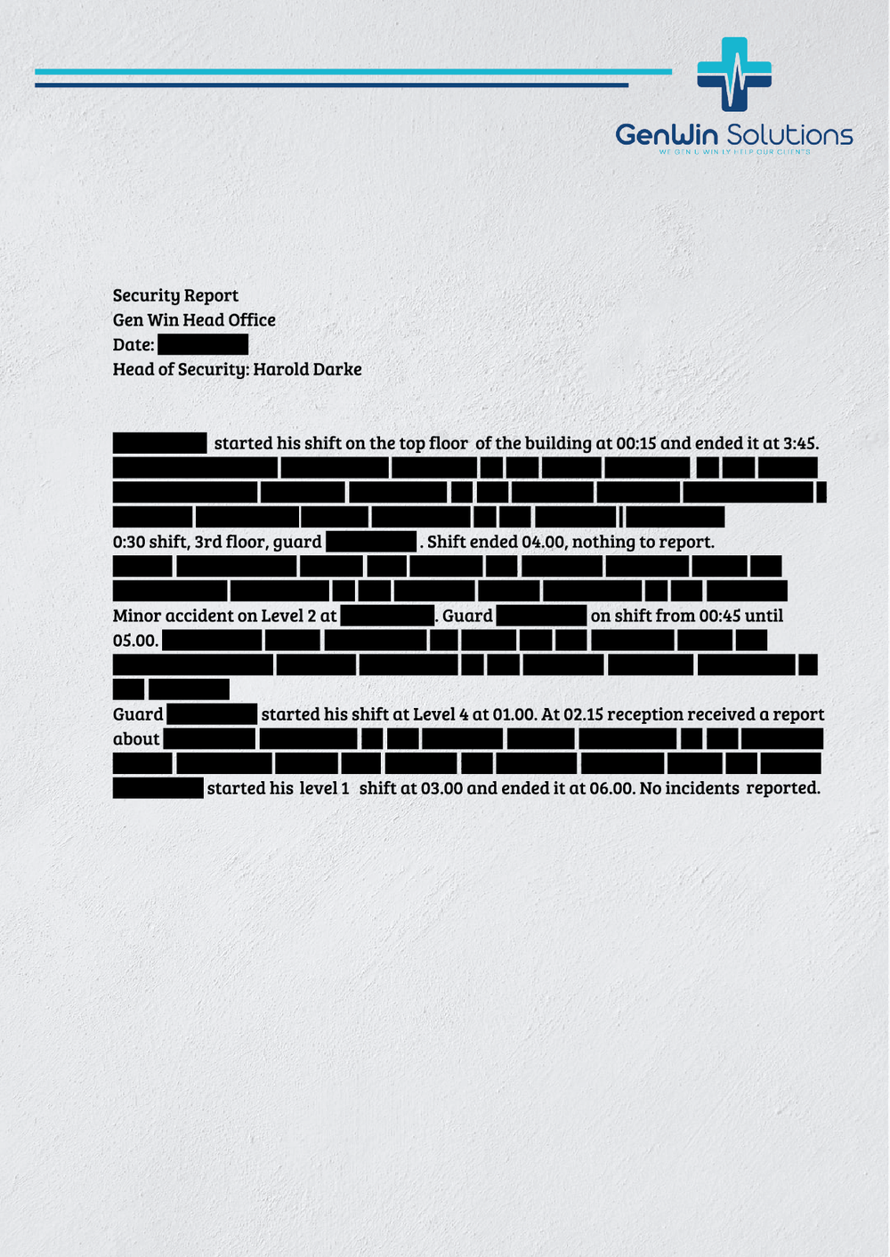 CSI: Deadline - INSIDE SECURITY OFFICE