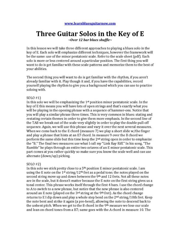 learnacousticblues - 3 solos in E