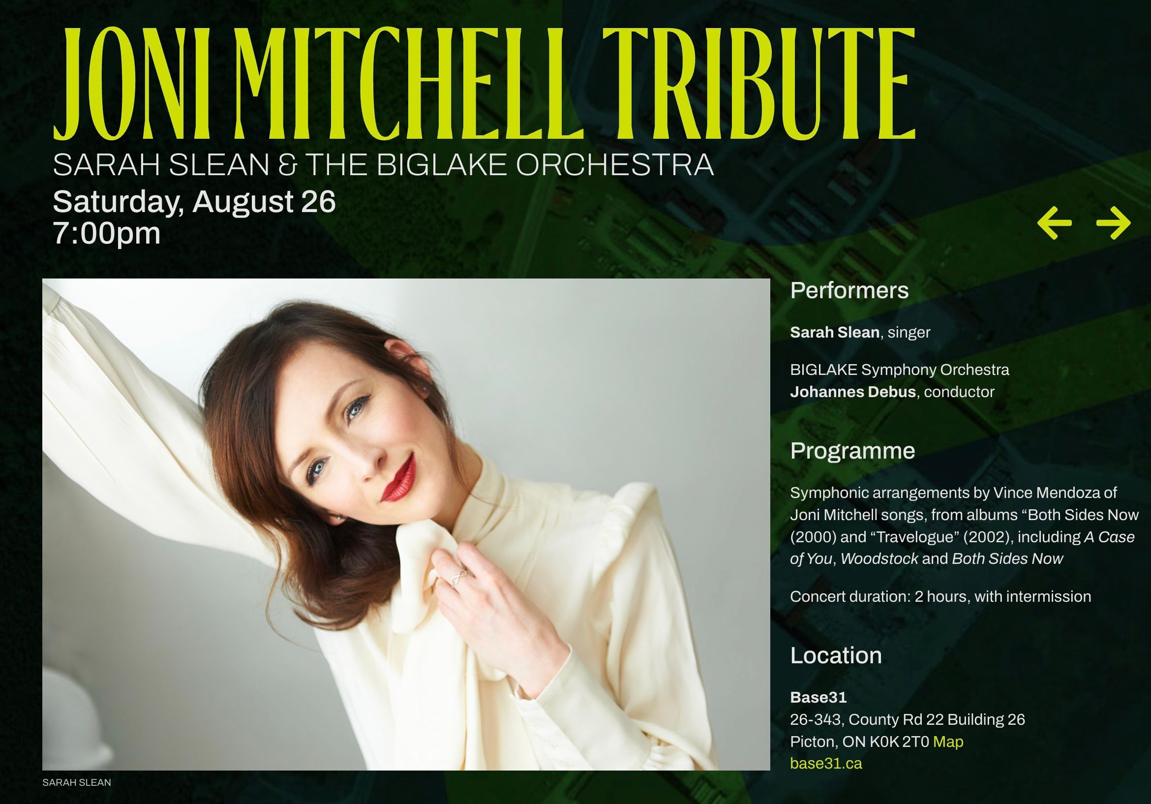 SARAH SINGS JONI MITCHELL WITH THE BIG LAKE SYMPHONY ORCHESTRA!!