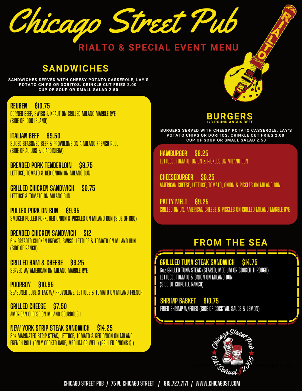 Chicago Street Pub - FOOD MENUS