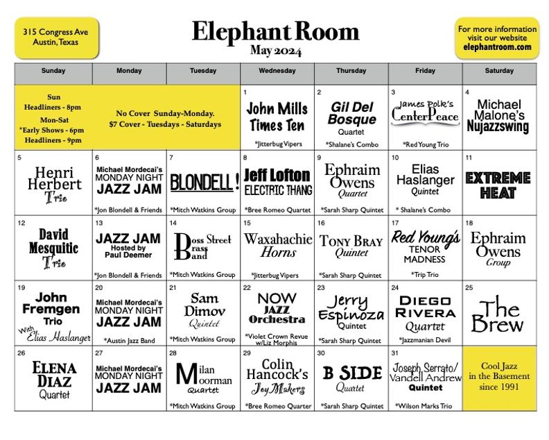 Elephant Room - Calendar