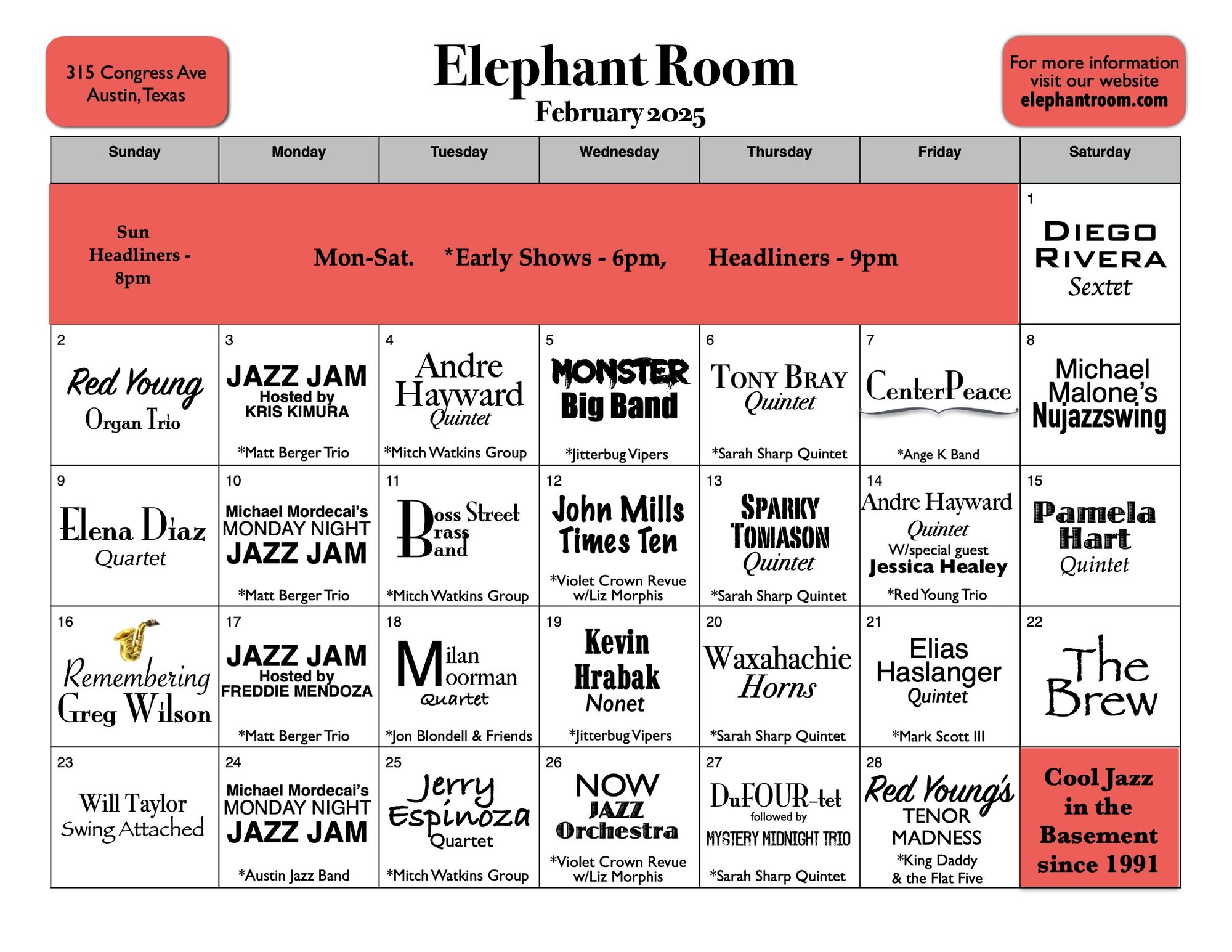 Elephant Room - Calendar