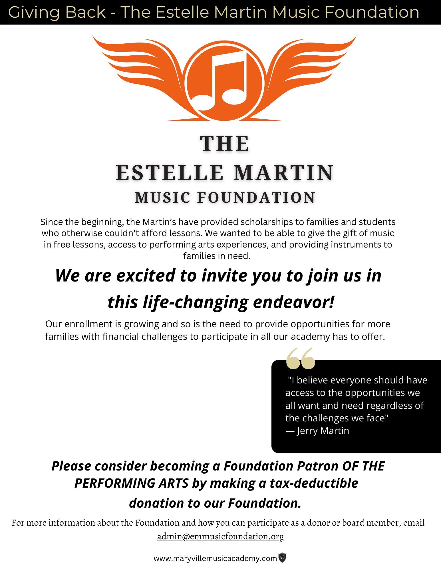 Maryville Music Academy - The Estelle Martin Music Foundation