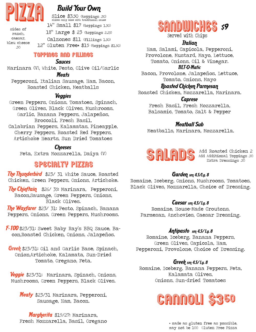 Automatic Pizza - Menu