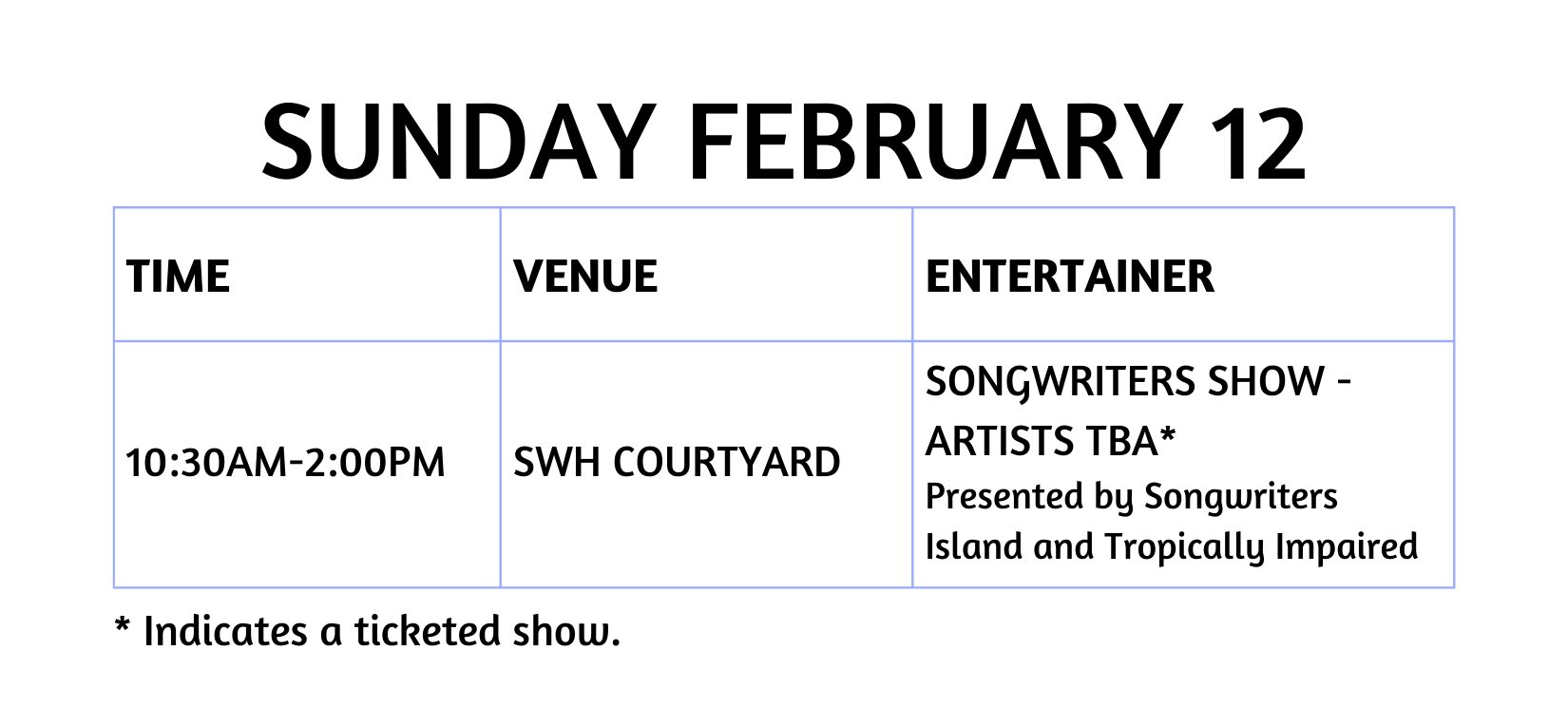 Drop Dead Beach Bash - SCHEDULE