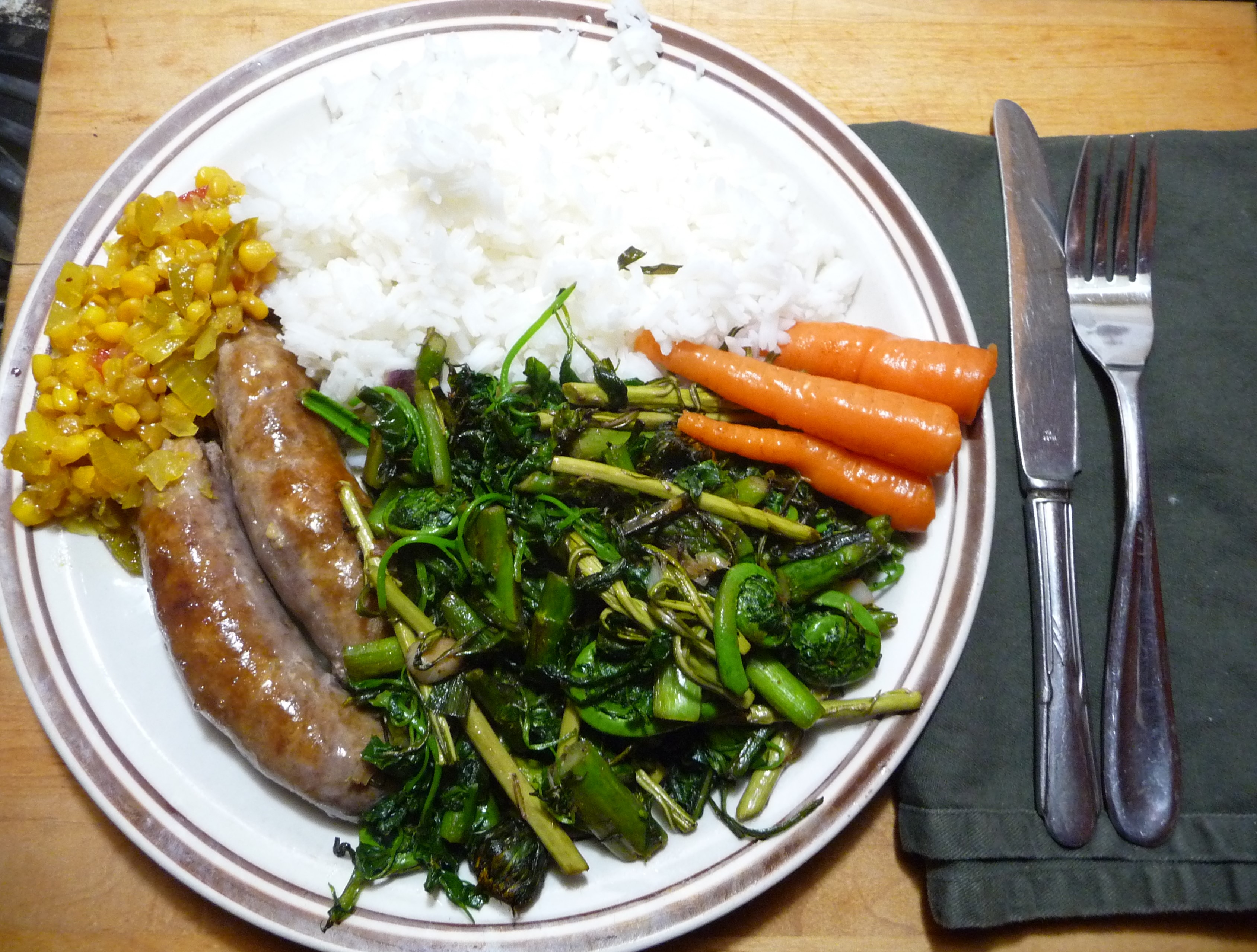 Wild food foraging of edible wild greens for supper