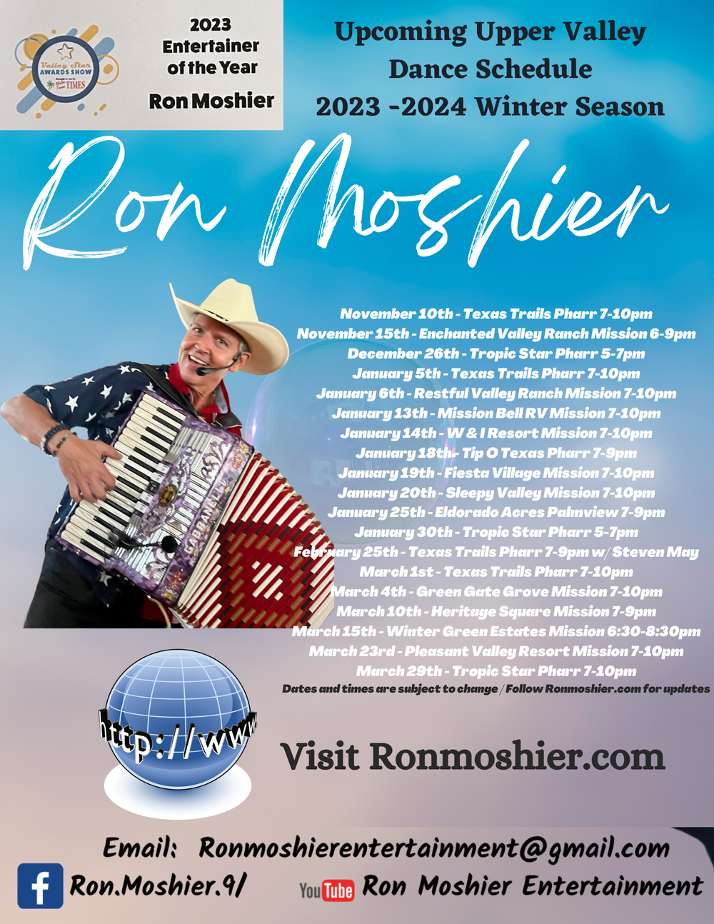 Ron Moshier - South Texas Schedule
