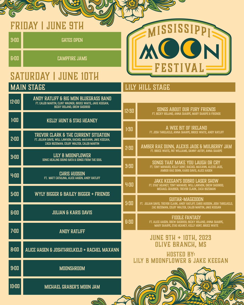 Mississippi Moon Festival - Schedule