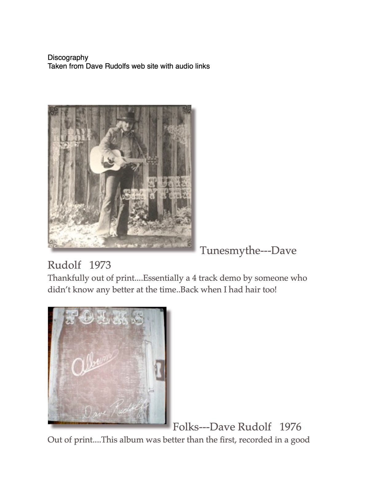 Dave Rudolf - Discography